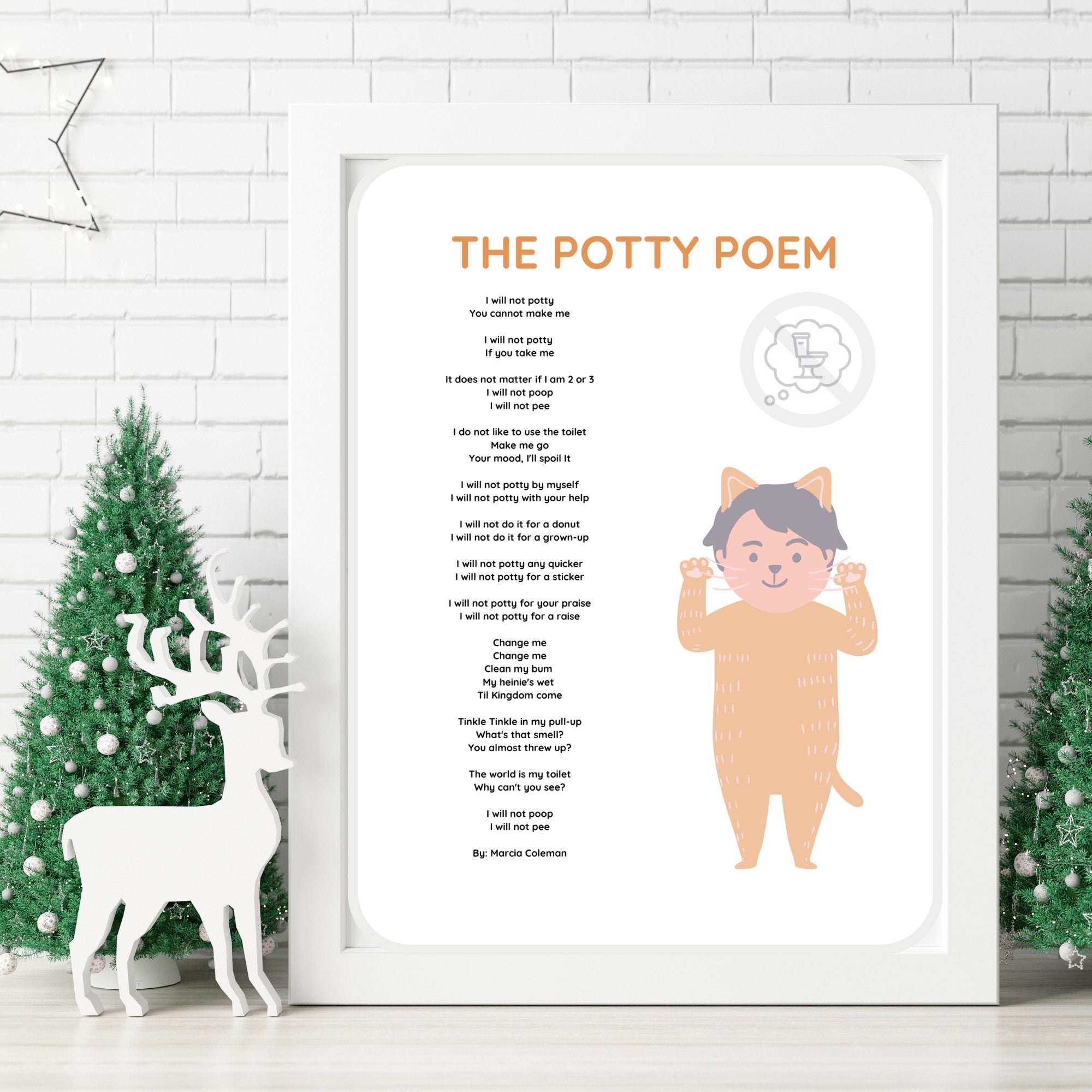 Cat, Kitty, Potty Training Poem, Toilet Humor, Kids Funny Digital Art ...