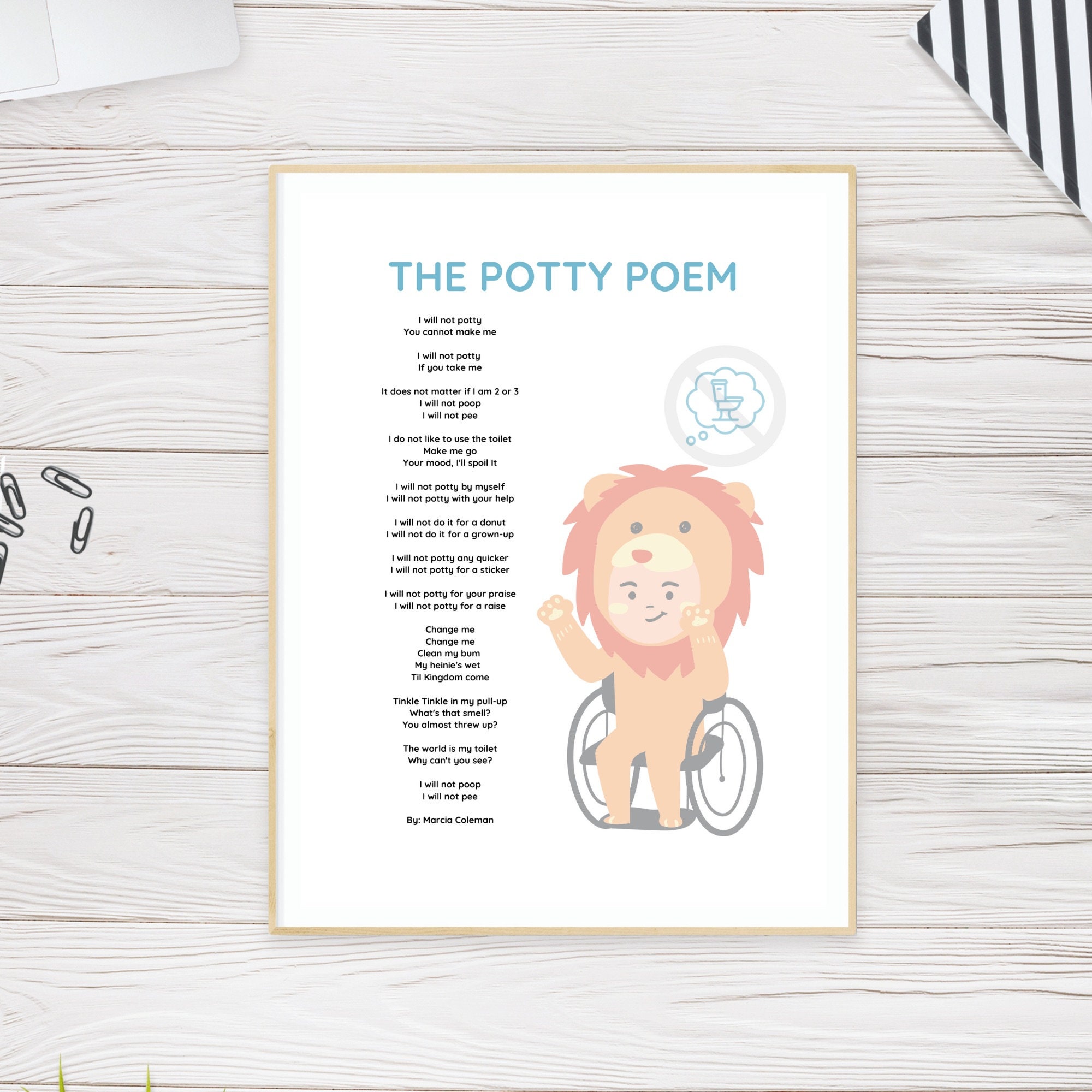 Lion Potty Training Poem, Toilet Humor, Kids Funny Digital Art, Digital ...