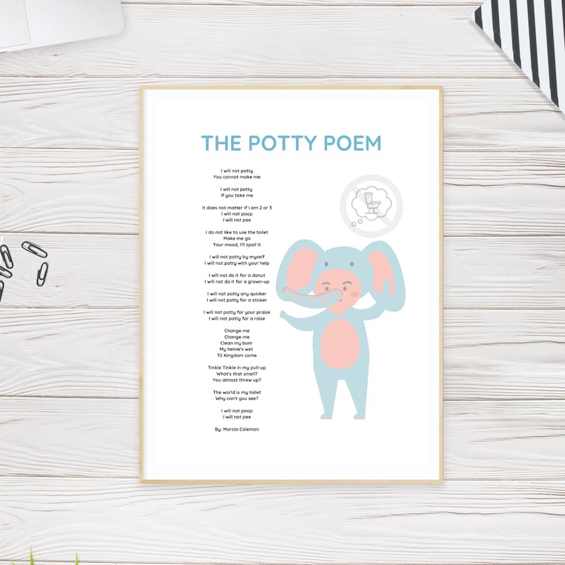 Elephant Potty Training Poem, Toilet Humor, Kids Funny Digital Art ...