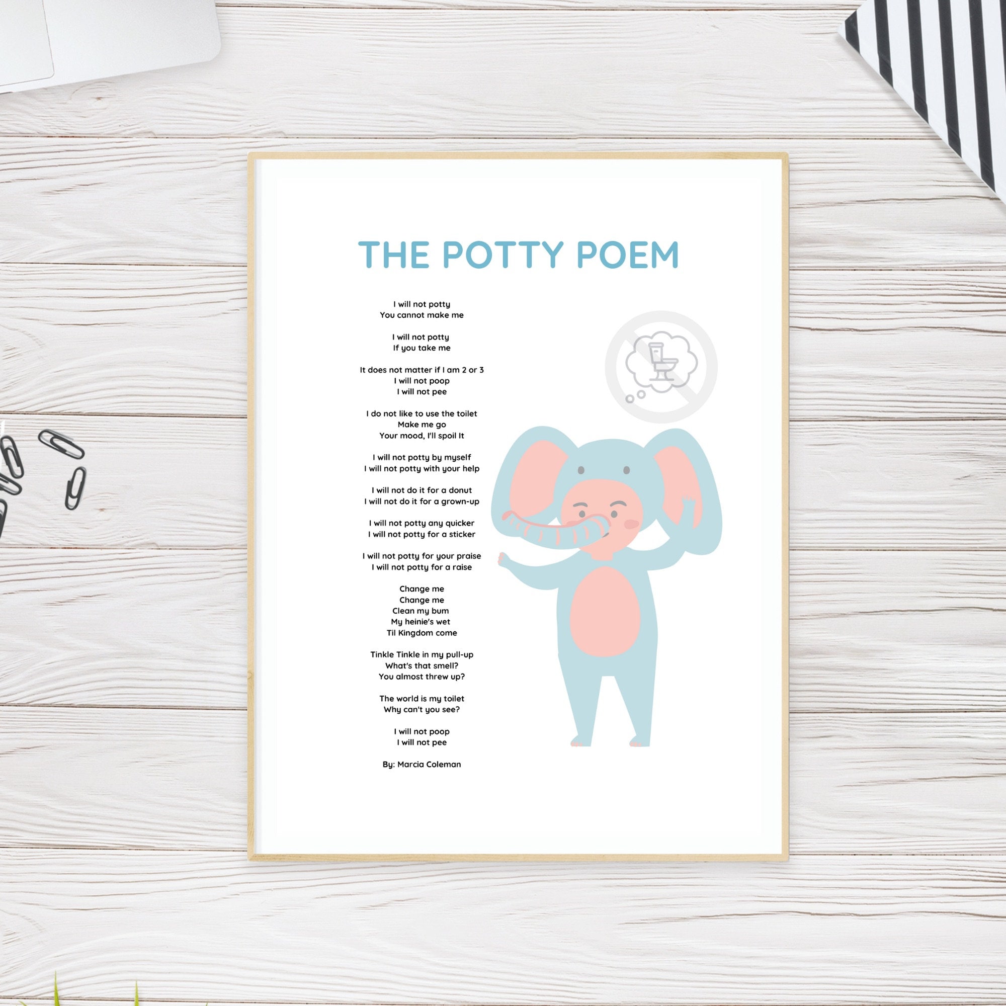 Elephant Potty Training Poem, Toilet Humor, Kids Funny Digital Art ...