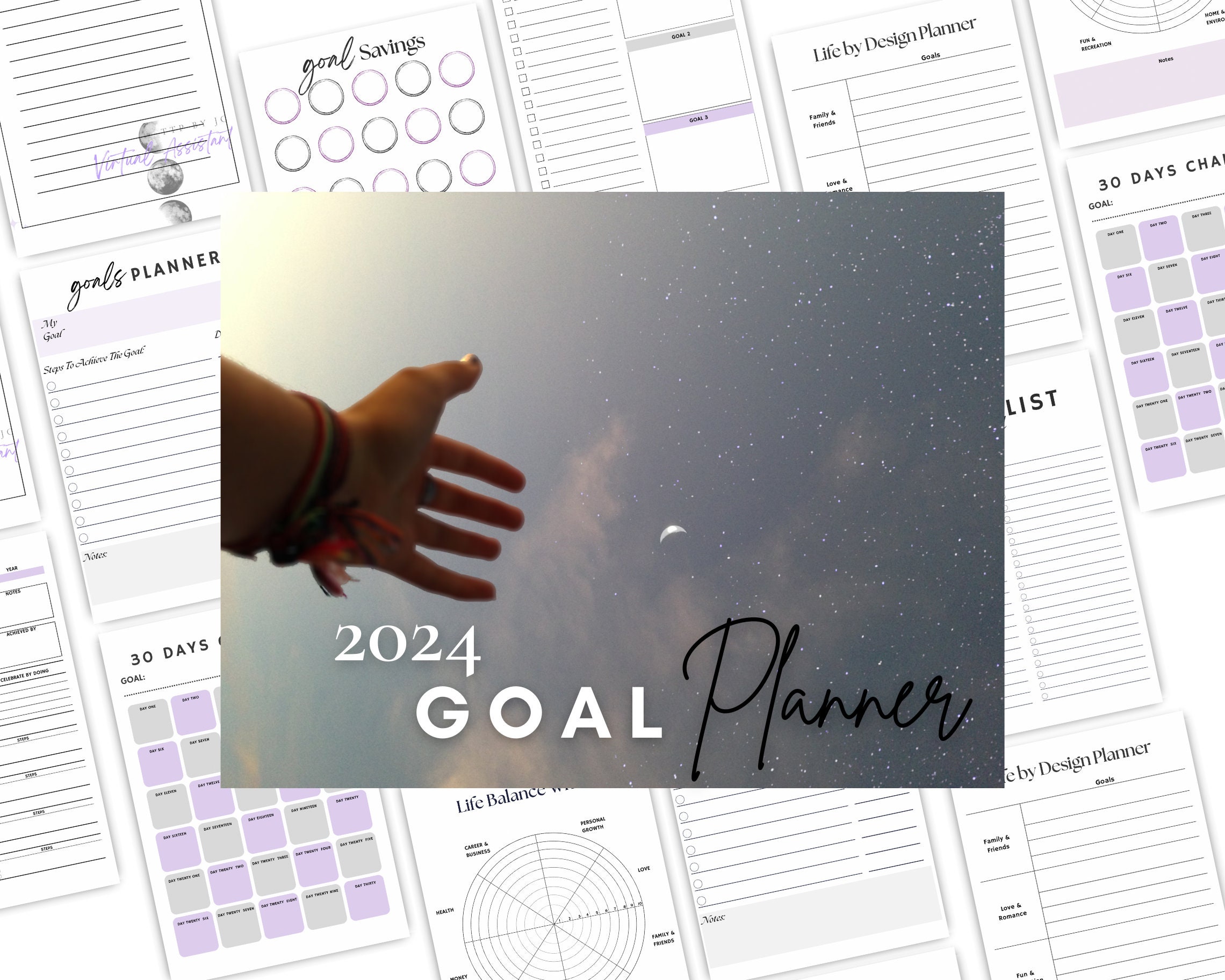 Goal Planner Bundle 2024 Smart & Easy 2 Track Daily Habit reflections ...