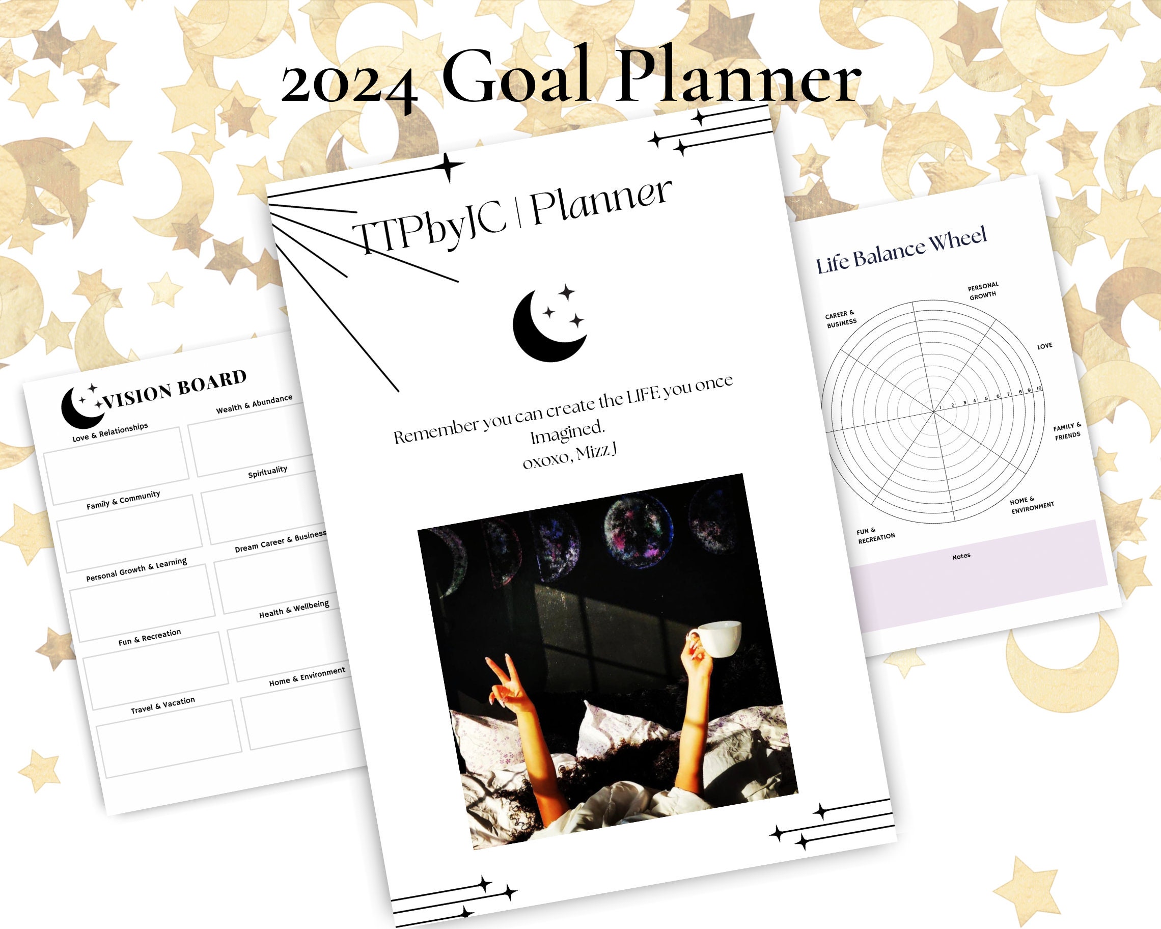 Goal Planner Bundle 2024 Smart & Easy 2 Track Daily Habit reflections ...