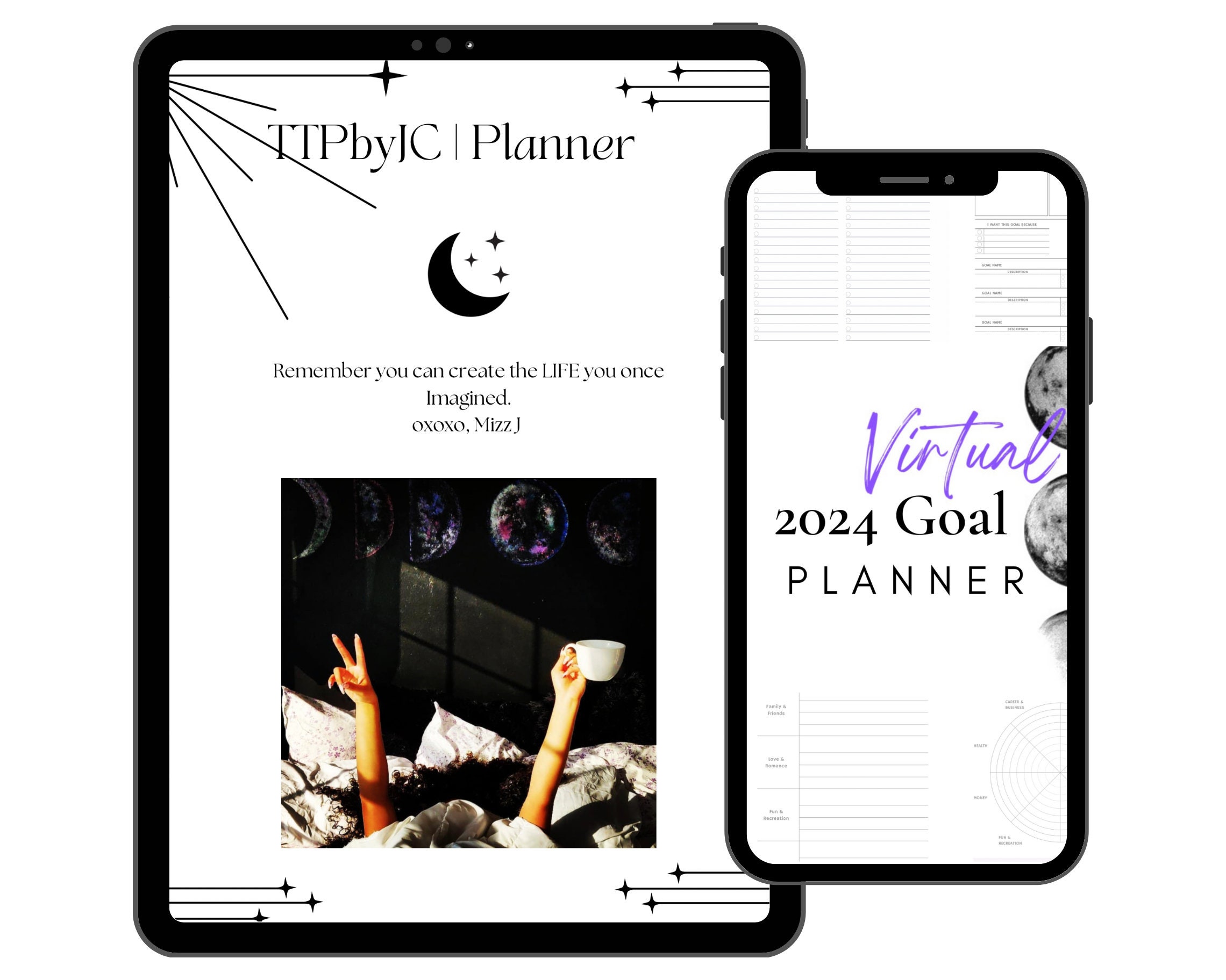 Goal Planner Bundle 2024 Smart & Easy 2 Track Daily Habit reflections ...