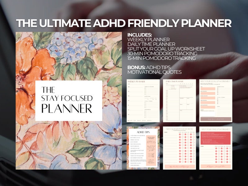 The Stay Focused Flower ADHD Digital Planner, Weekly Planner, Pomodoro ...