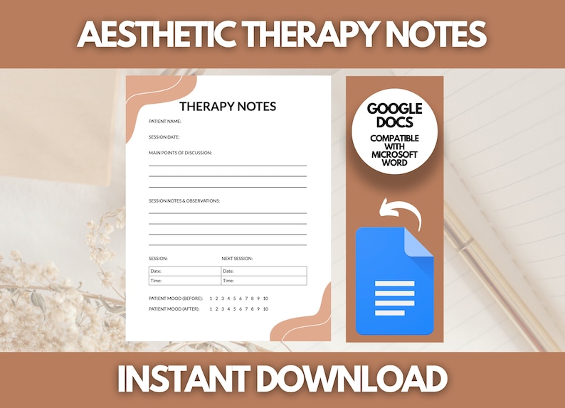 Aesthetic Therapy Notes, Therapy Session Recap for Psychologists ...