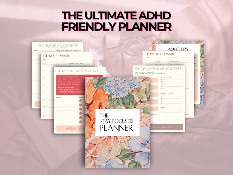 The Stay Focused Flower ADHD Digital Planner, Weekly Planner, Pomodoro ...