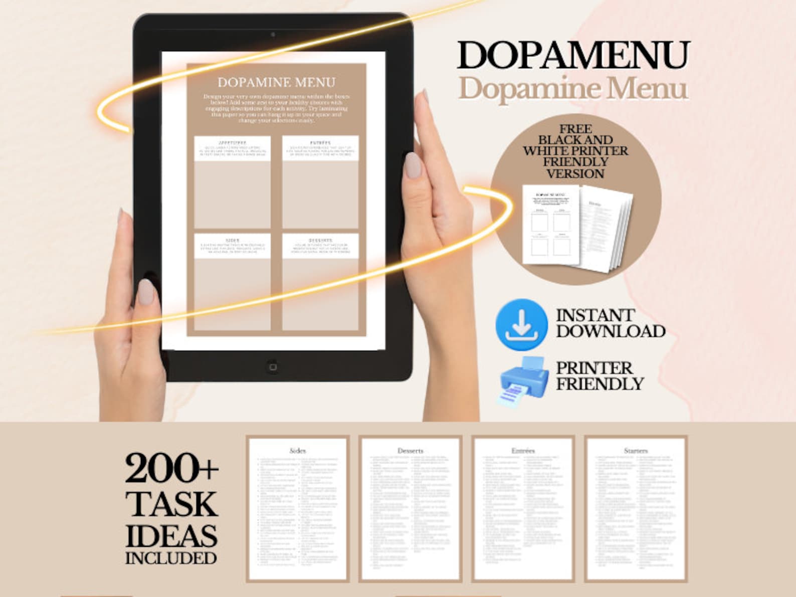Dopamenu Dopamine Menu 200 Task Ideas Included Aesthetic ADHD Dopamine ...