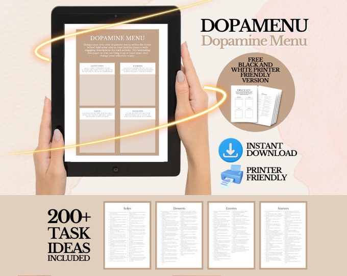 Dopamenu Dopamine Menu 200 Task Ideas Included Aesthetic ADHD Dopamine ...