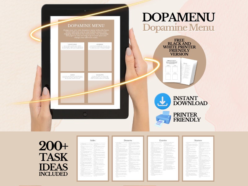 Dopamenu Dopamine Menu 200 Task Ideas Included Aesthetic ADHD Dopamine ...