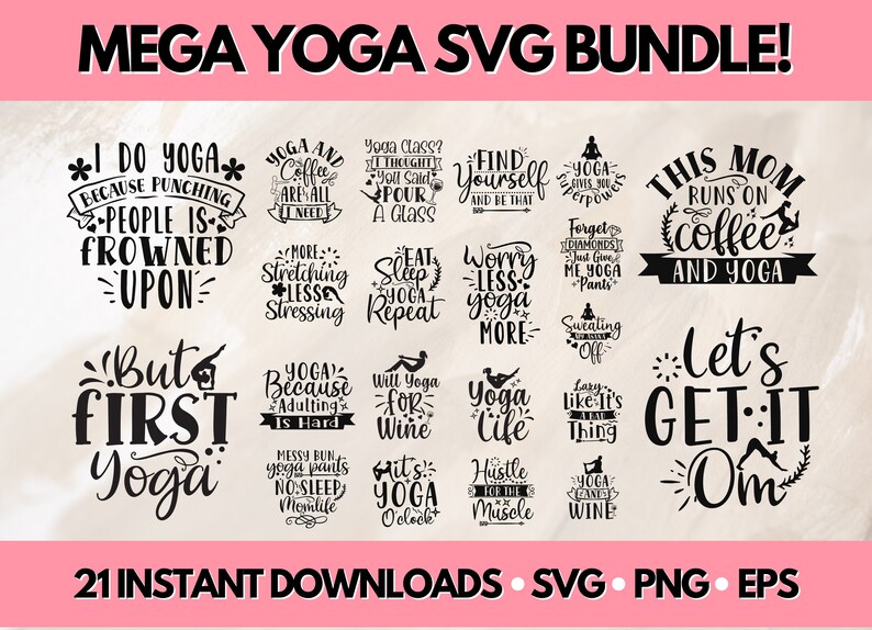 Mega Yoga SVG Bundle, Yogi SVG Bundle, Svgs for T-shirts, Posters ...