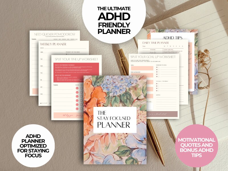 The Stay Focused Flower ADHD Digital Planner Weekly Planner - Etsy