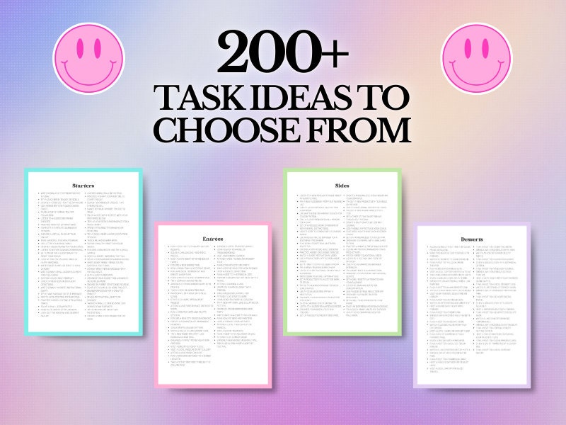 Dopamenu Dopamine Menu 200 Task Ideas Included Holographic Rainbow ADHD ...