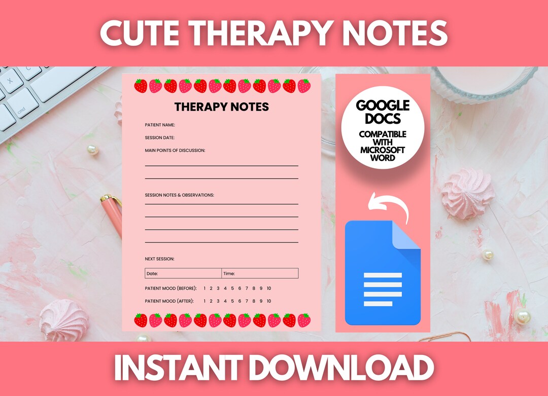 Cute Strawberry Therapy Notes Therapy Session Recap for - Etsy