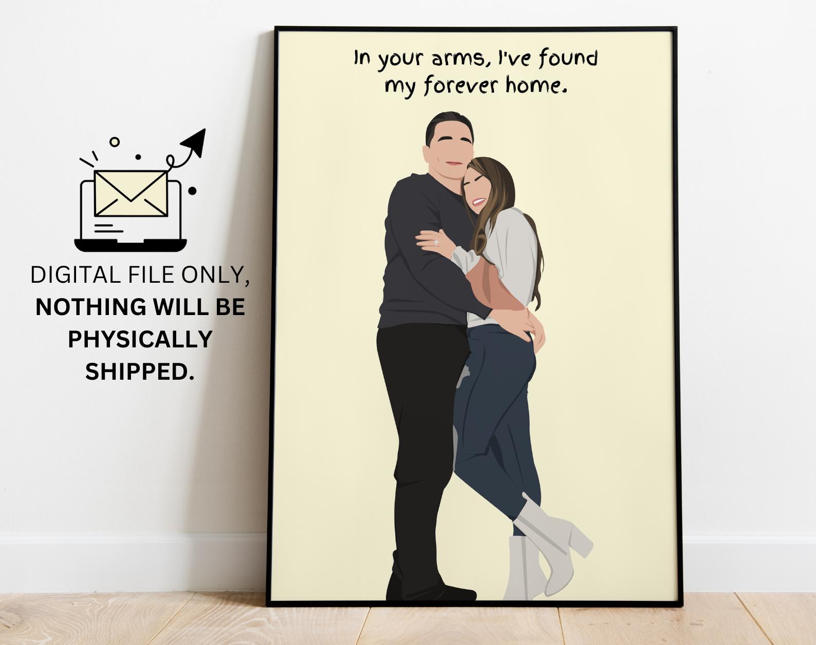 Custom Couple Portrait for Wedding Announcement Card With Illustration ...