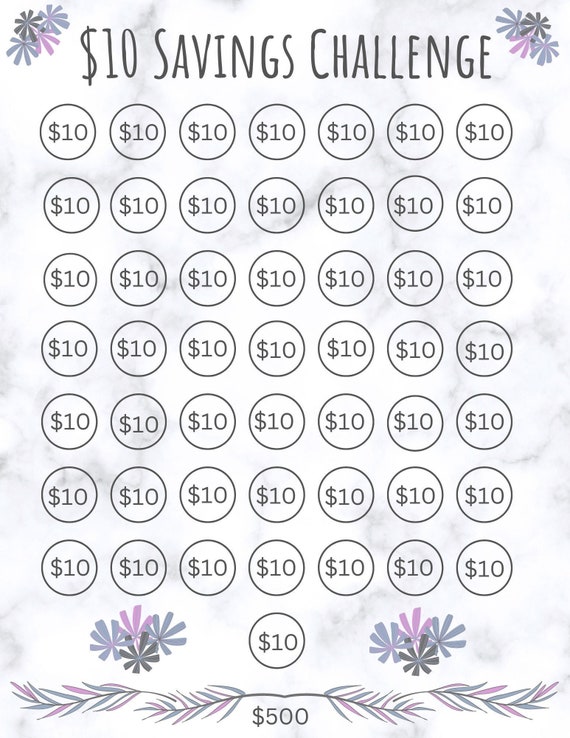 Printable Savings Challenge - Etsy