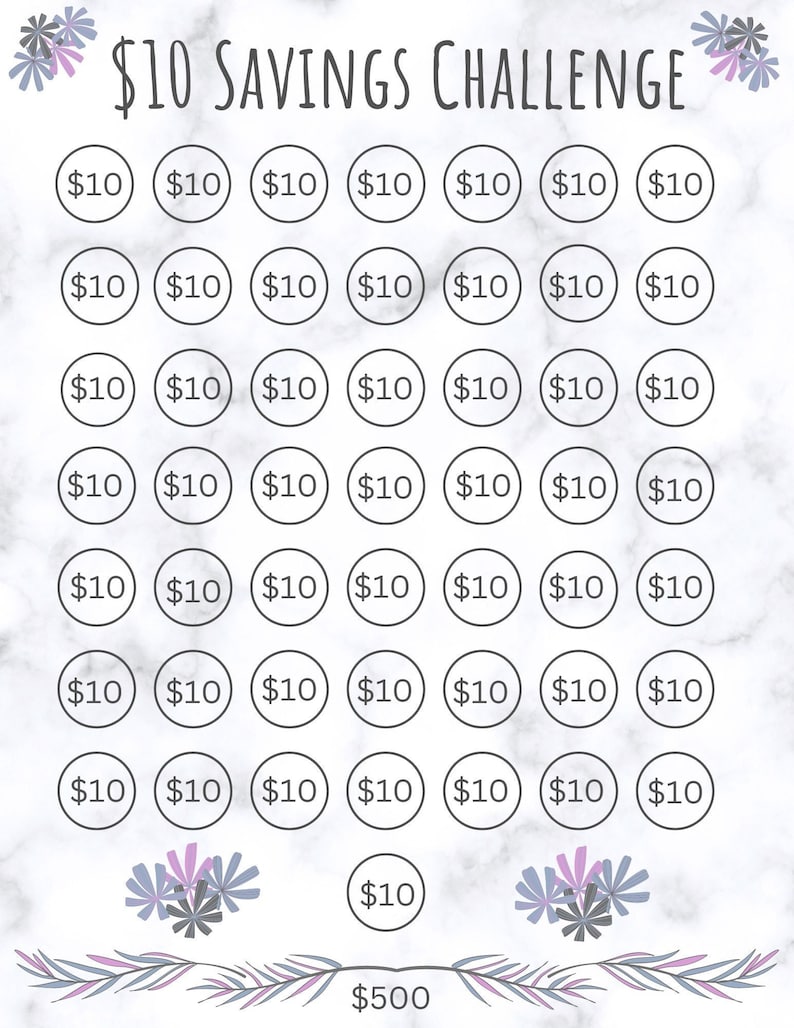 Printable Savings Challenge - Etsy