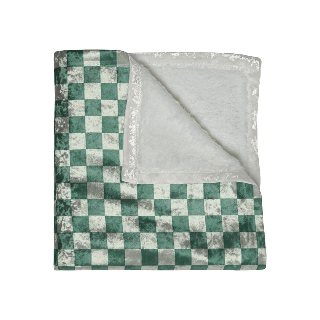 Green Checkerboard Velvet Throw Blanket / Retro Modern Vibe / 50"x60 ...