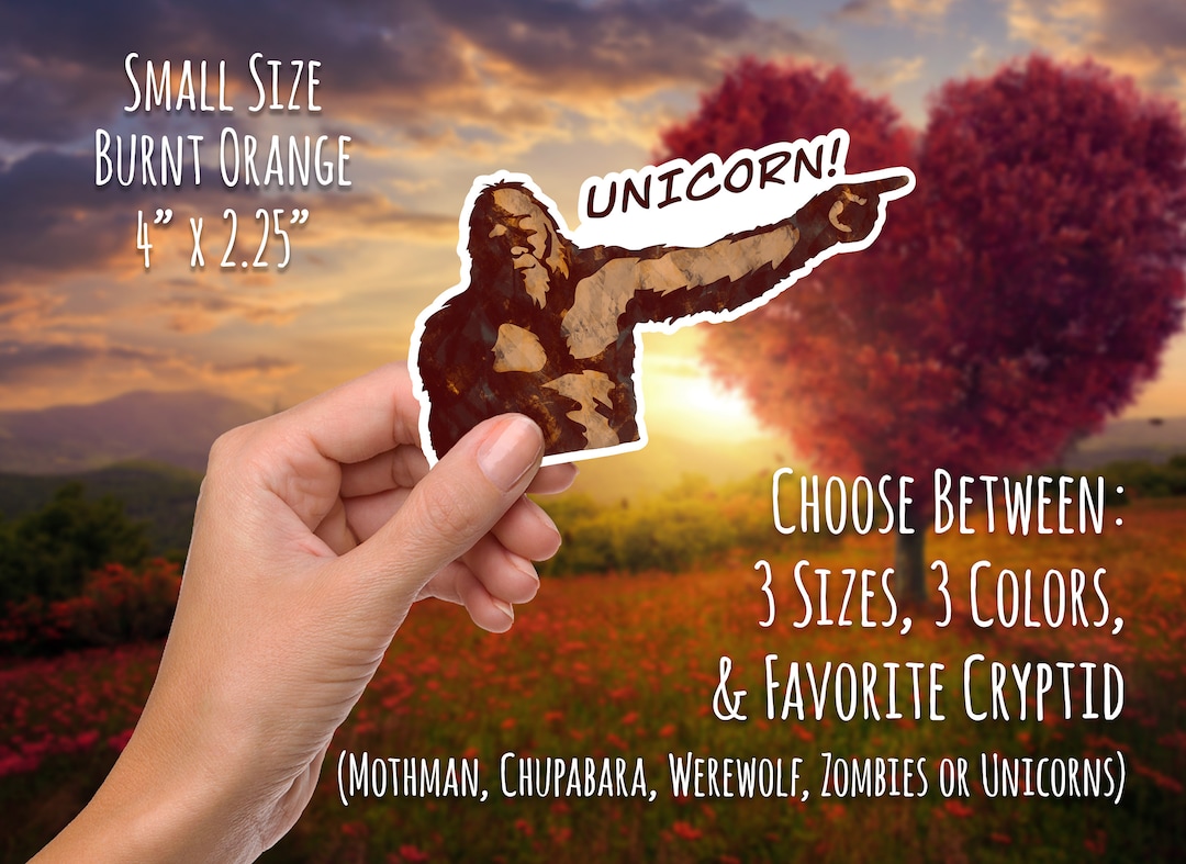 Funny Pointing Bigfoot Sticker - Burnt Orange Cryptid Decal - Etsy