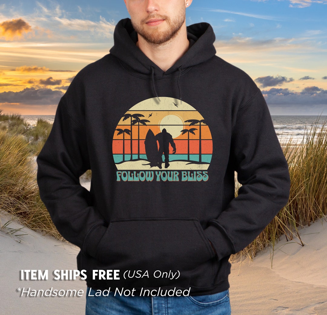 Bigfoot Hoodie, Sasquatch Surfing, Funny Bigfoot Hoodie, Sasquatch ...