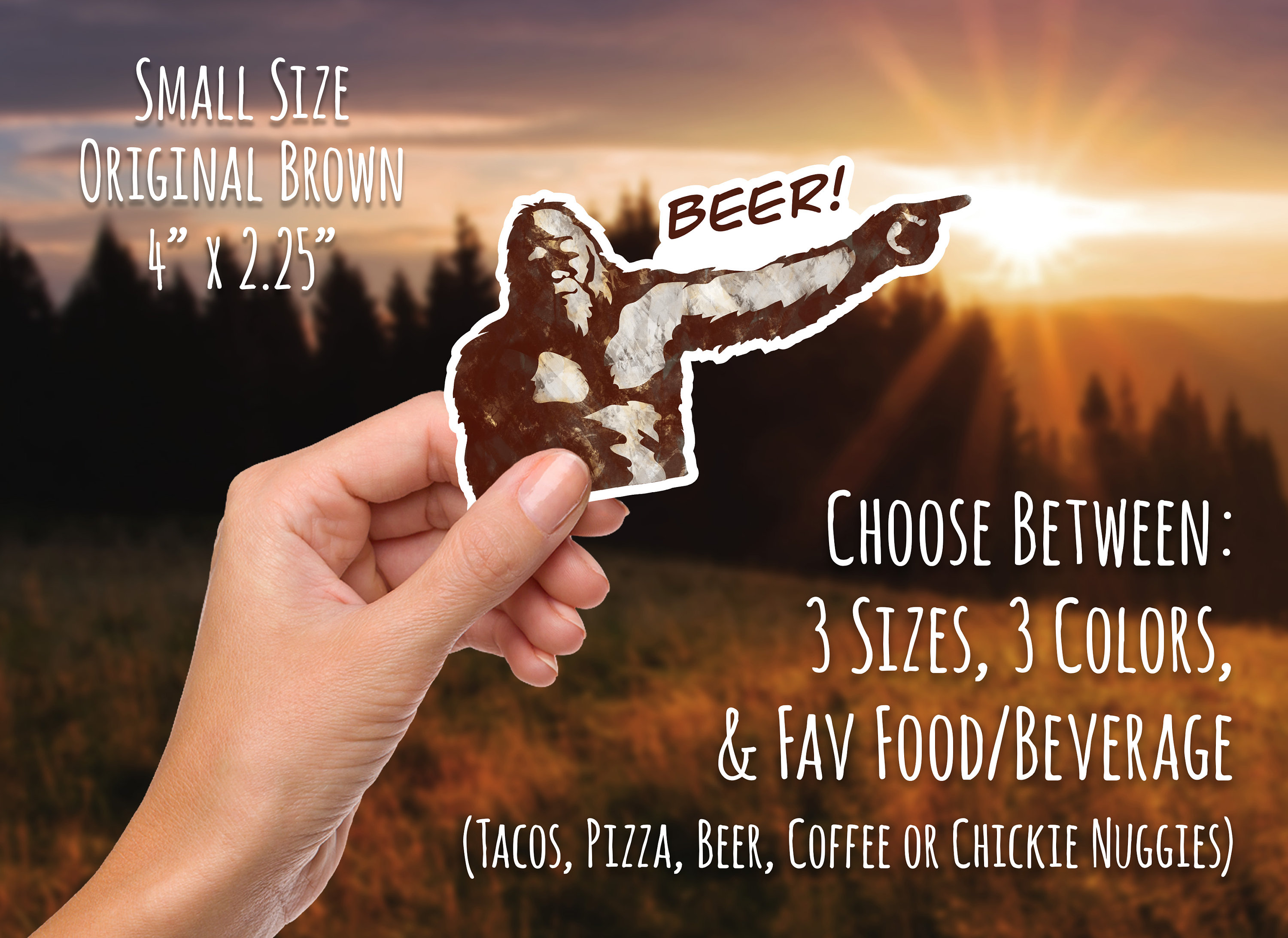 Funny Bigfoot/sasquatch Pointing Sticker. Original Brown Color Choice ...