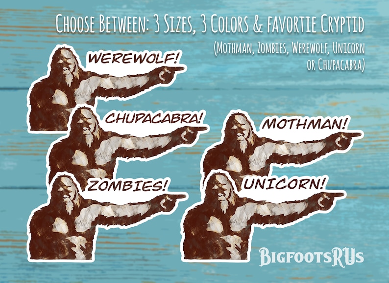 Funny Bigfoot/sasquatch Pointing Sticker. Original Brown Color Choice ...