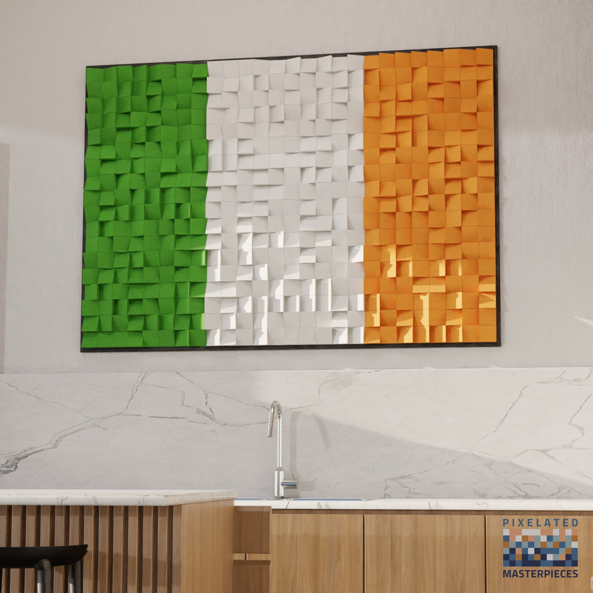 Irish Flag 3D Wood Wall Art, Painted Acoustic Panel, Wood Sound ...
