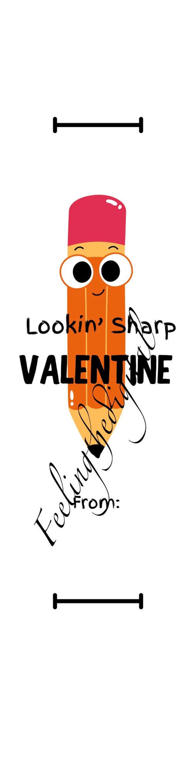 Pencil Valentine's Day Tags for Kids Class Printable, Perfect Instant ...