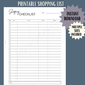 Printable Grocery List Itemized Checklist Food Shopping - Etsy