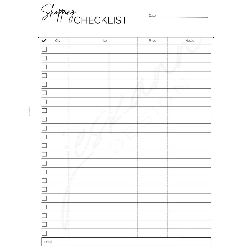 Printable Grocery List Itemized Checklist Food Shopping - Etsy