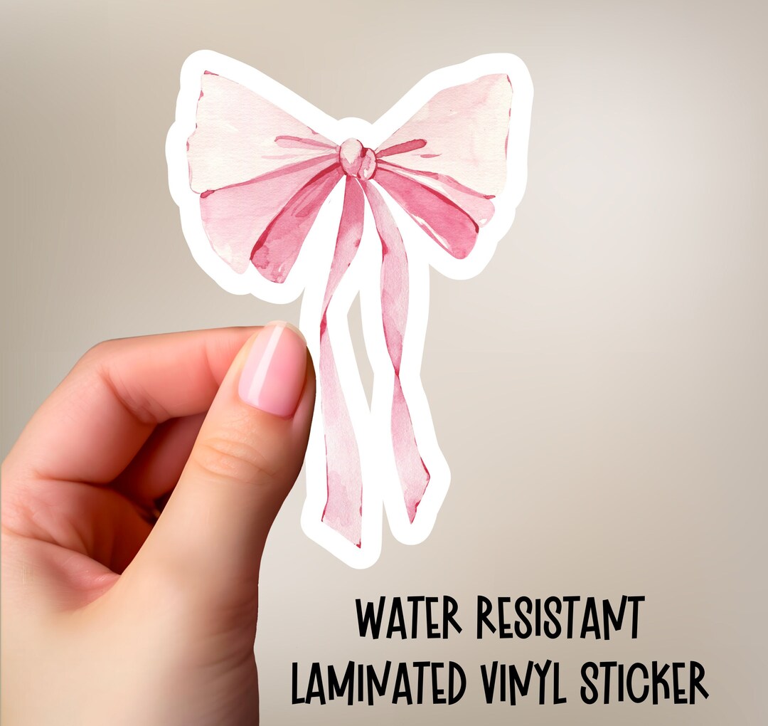 Coquette Pink Bow Sticker Weatherproof Dollcore Water Bottle Decal ...