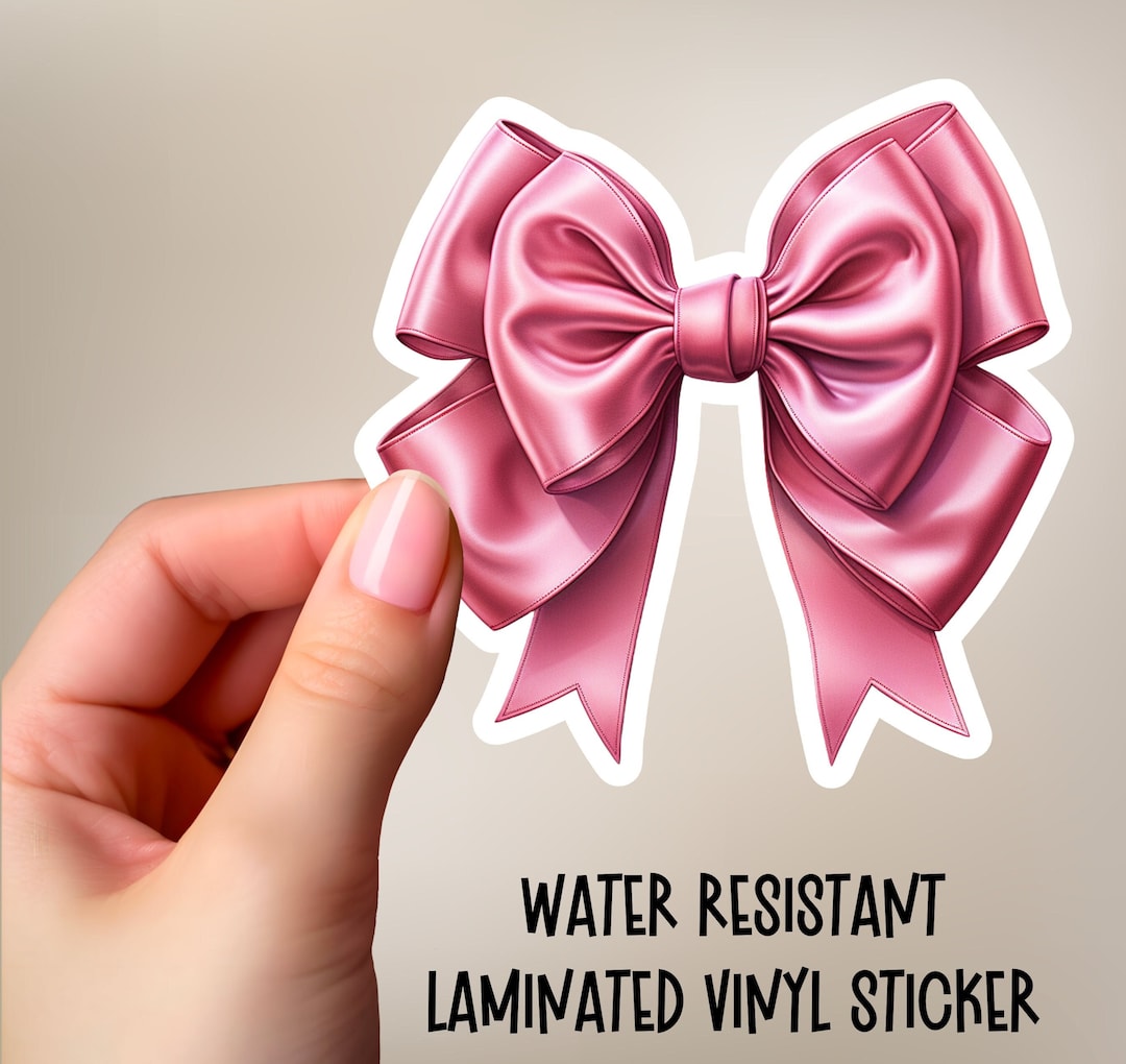 Coquette Pink Bow Sticker Weatherproof Dollcore Water Bottle Decal ...