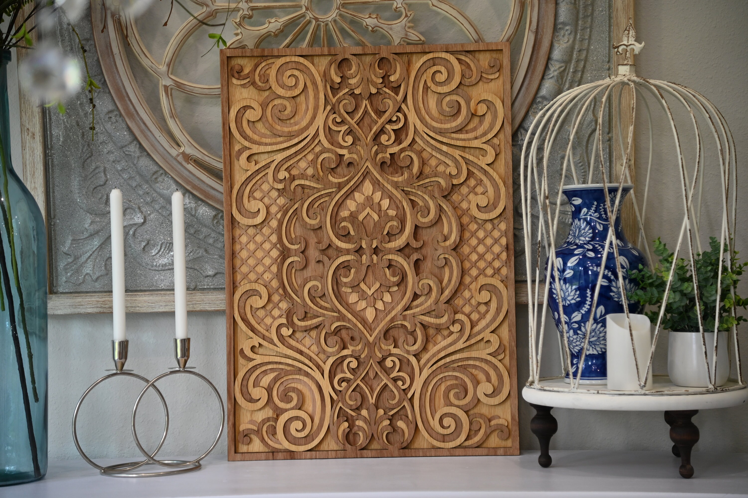 6-layered 3D Wood Art, Minimalist Geometric Wooden Wall Art for Chic ...