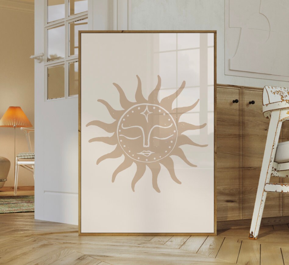 Sun Print Boho Wall Art Sun Poster Neutral Sun Print Neutral Nursery ...