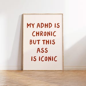 ADHD Print Funny Neurodivergent Wall Art ADHD Gifts Minimalist Poster ...