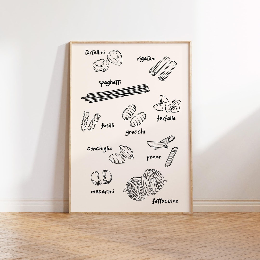 Pasta Poster Trendy Kitchen Wall Art Pasta Print Cute Kitchen Decor ...