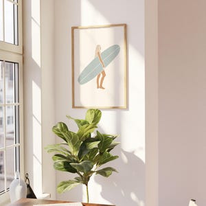 Surf Print Trendy Coastal Decor Surfer Girl Poster Beachy Wall Art ...