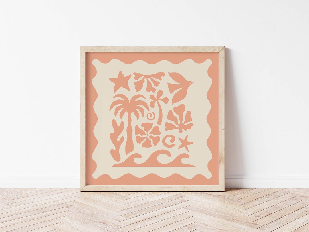 Palm Tree Print Coastal Wall Art Sea Shell Print Surf Print Surf Gift ...