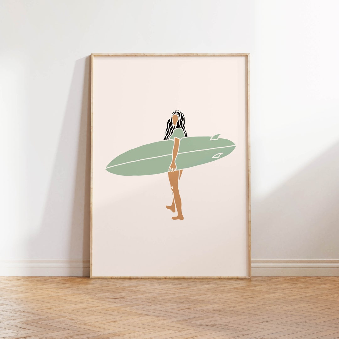 Surf Print Boho Surf Girl Wall Art Surf Gift for Surfer Poster Boho ...