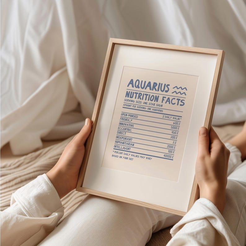 AQUARIUS Print Zodiac Poster Star Sign Wall Art Aquarius Wall Art ...