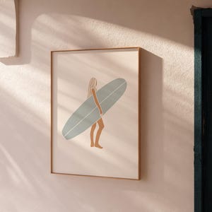 Surf Print Trendy Coastal Decor Surfer Girl Poster Beachy Wall Art ...