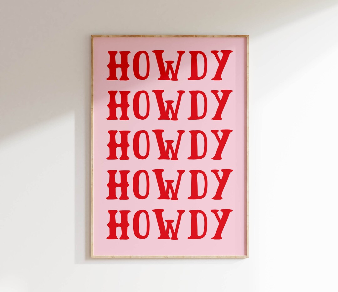 Howdy Poster Pink Western Wall Art Howdy Poster Cowgirl Print Southern ...