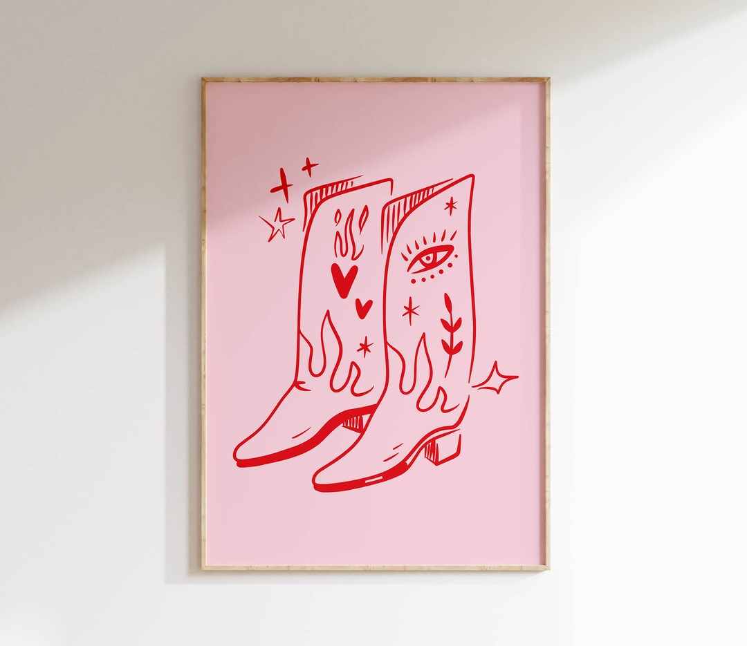 Cowboy Boots Poster Trendy Western Wall Art Cowboy Print Neutral ...