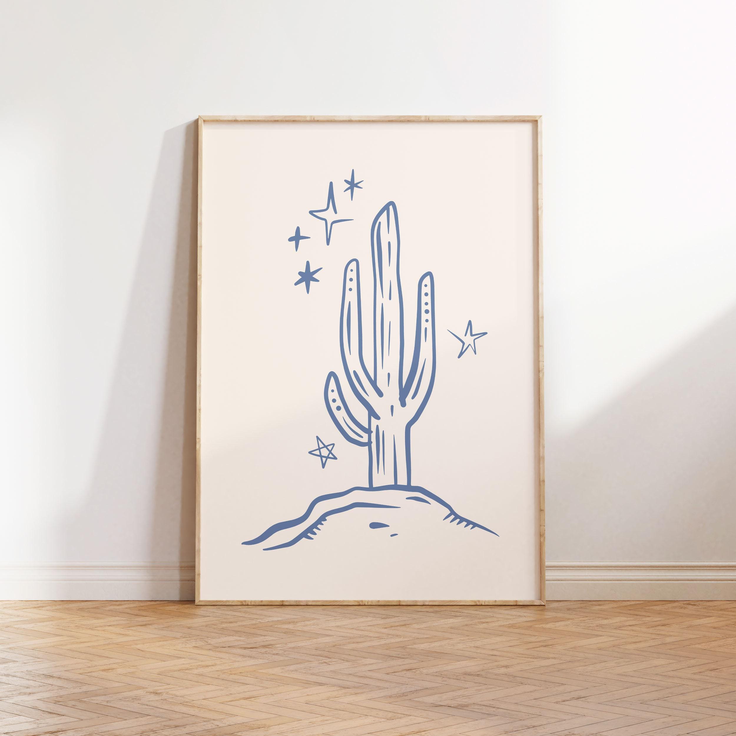 Western Print Cactus Wall Art Cute Wild West Print Cactus Poster Trendy ...