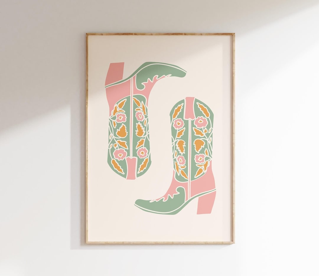 Cowboy Boot Poster Trendy Western Home Decor Cowgirl Gift Cowboy Boot ...