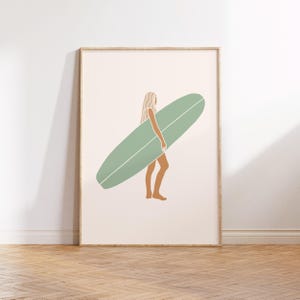 Surf Print Trendy Coastal Decor Surfer Girl Poster Beachy Wall Art Cute ...