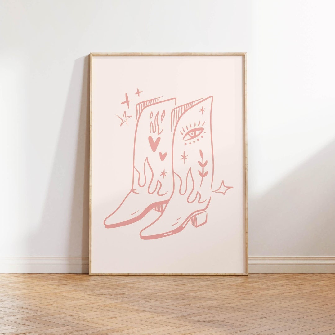 Cowboy Boots Print Western Wand Kunst Trendy Cowgirl Kunstdruck Western ...
