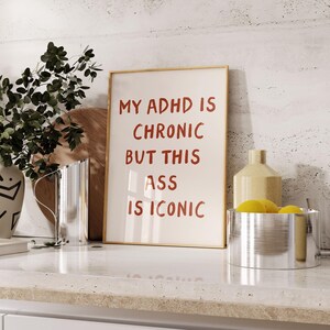 ADHD Print Funny Neurodivergent Wall Art ADHD Gifts Minimalist Poster ...