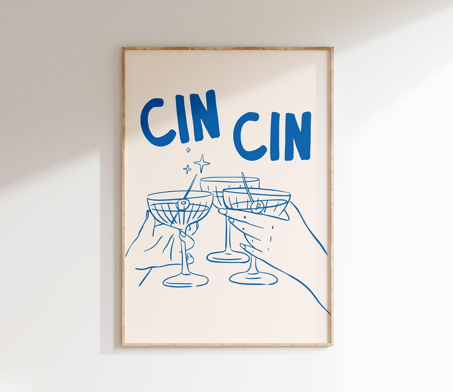 Cin Cin Print Cheers Wall Art Cute Kitchen Poster Cocktail Poster Cin ...