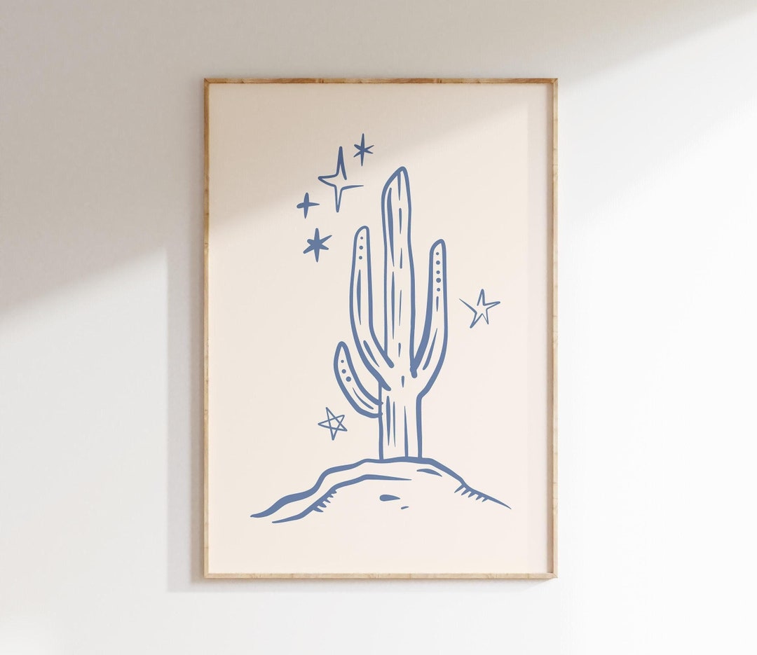 Western Print Cactus Wall Art Cute Wild West Print Cactus Poster Trendy ...