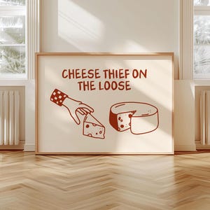 Cheese Print Funny Cheese Poster Kitchen Art Food Typography Wall Art ...